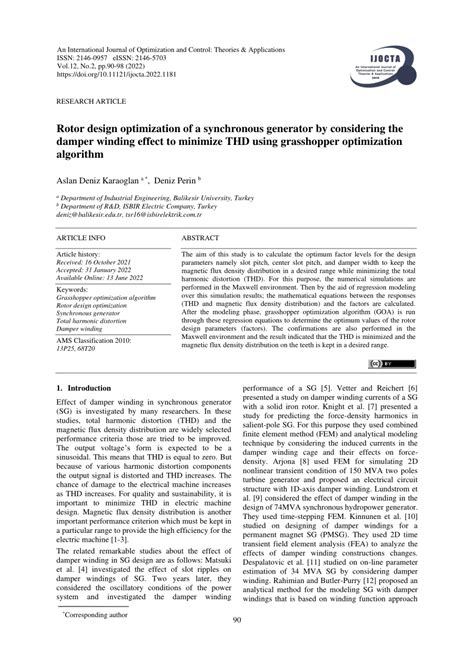Pdf Rotor Design Optimization Of A Synchronous Generator By Considering The Damper Winding