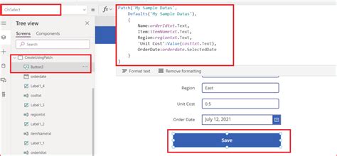 using patch function to submit data from a custom form in power apps