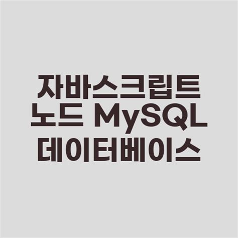 자바스크립트 노드 MySQL 데이터베이스 JAVASCRIPTS CLASS
