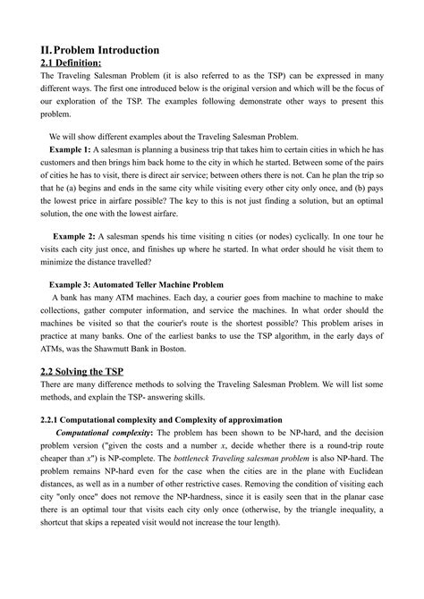 Traveling Salesman Problem DOC Computer Software And Applications Computing