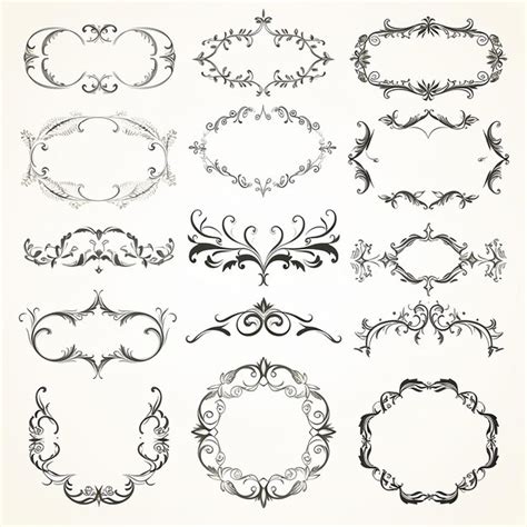 Flourish Vignette Scroll Victorian Swirl Certificate Calligraphic Corner Ornamental Royal