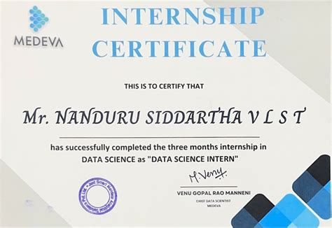 Siddartha Nanduru On Linkedin Datascience Internshipcomplete Gratitude