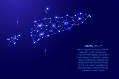 동티모르 지도 다각형 모자이크 라인 네트워크 광선 및 벡터 일러스트 레이 션의 공간 별 0명에 대한 스톡 벡터 아트 및 기타 이미지 0명 3차원 형태 개념 Istock