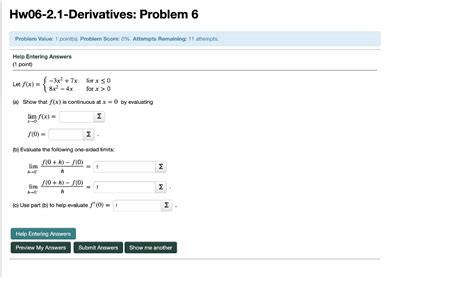 Solved Hw06 21 Derivatives Problem 6 Problem Value 1