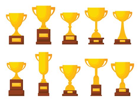 Award Trophy Goblet Gold Cup In Flat Design Vector Illustration