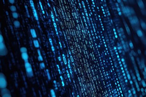 Blue Digital Binary Code Streaming On A Computer Screen Creating A Futuristic And Hightech
