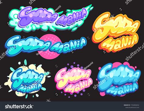 Vector Illustration Set Creative Typography Soda Stock Vector Royalty