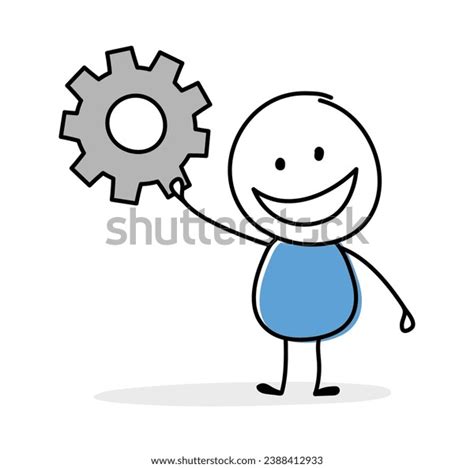 재미있는 만화 스티크맨이 톱바퀴 아이콘을 들고 스톡 벡터로열티 프리 2388412933 Shutterstock