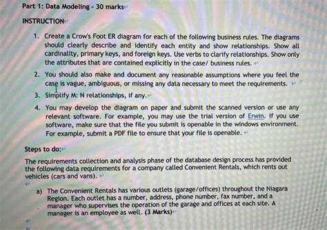 Solved Part 1 Data Modeling 30 Marks Instruction 1