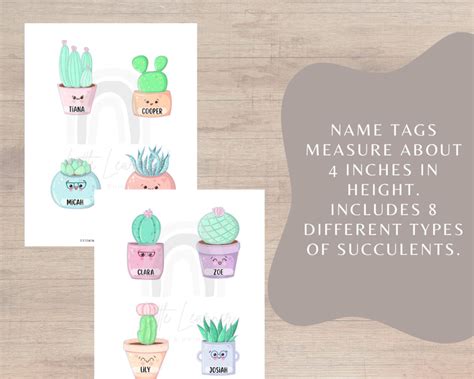 Editable Classroom Name Tags Succulent Tags For Cubby Nametag Spring Classroom Tags Summer