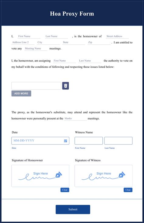 Hoa Proxy Form Template Jotform