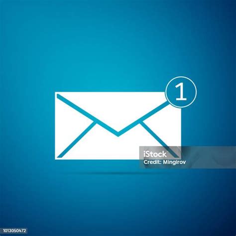 봉투 아이콘 파란색 배경에 고립입니다 받은 메시지 개념입니다 새로운 들어오는 메시지 Sms를 이메일 메일 배달 서비스입니다 평면 디자인입니다 벡터 일러스트 레이 션