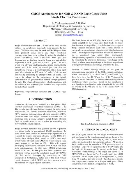 PDF CMOS Architectures For NOR NAND Logic Gates Architectures For NOR NAND Logic Gates