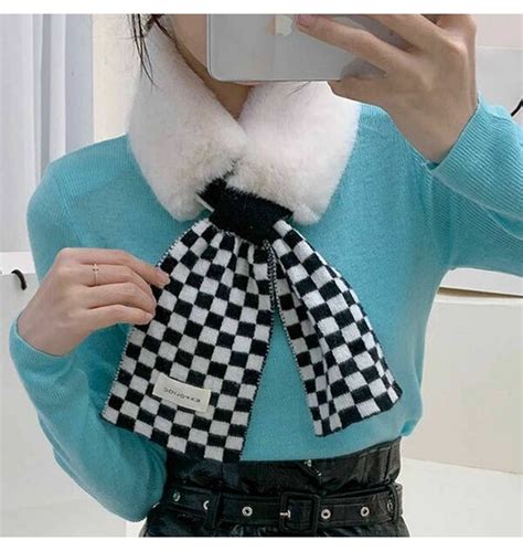 체커 쁘띠 퍼목도리 머플러 털 페이크 에코 쁘띠 티몬
