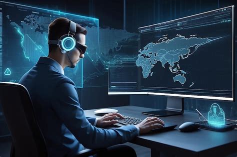 Premium Photo Users Show Alert About Using Smart Technologyai With A Virtual Screen On Computer