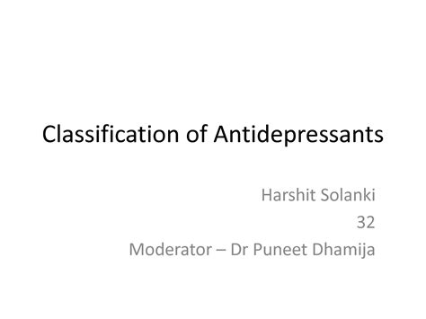 Solution Classification Of Antidepressants Studypool