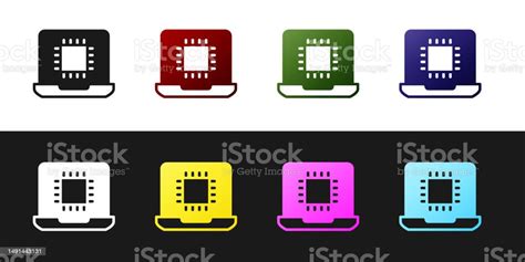 흑백 배경에서 격리된 마이크로회로 Cpu 아이콘으로 컴퓨터 프로세서를 설정합니다 회로 기판칩 또는 Cpu 마이크로 프로세서 벡터 0명에 대한 스톡 벡터 아트 및 기타 이미지