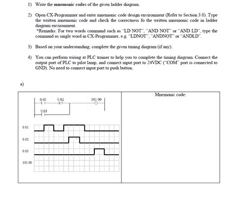1 Write The Mnemonic Codes Of The Given Ladder