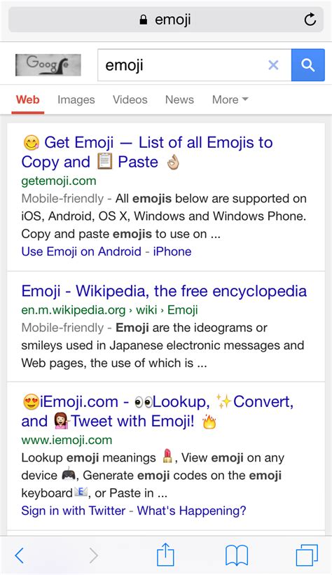 Google Search Results Displaying Full Color Emoji Icons For Desktop