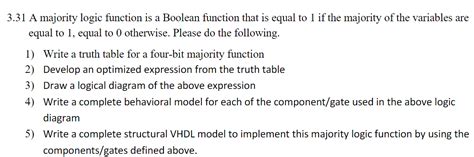 Solved 3 31 A Majority Logic Function Is A Boolean Function Chegg