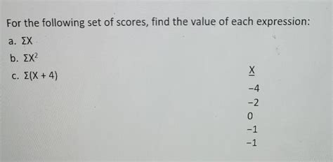 Solved 18 For The Following Scores Find The Value Of Each