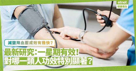 高血壓│減鹽降血壓成效有幾快？最新研究：1星期有效！低鹽飲食降血壓對這類人功效顯著 欣欣食乜嘢 好營養 健康好人生 Etnet