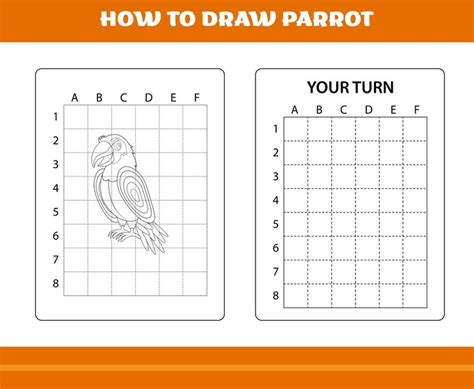 아이들을 위한 앵무새를 그리는 방법 아이들을 위한 라인 아트 디자인 인쇄용 색칠 페이지 프리미엄 벡터