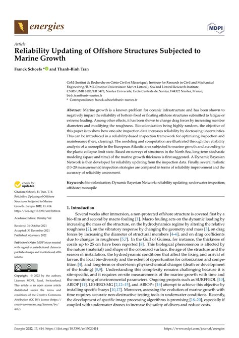 Pdf Reliability Updating Of Offshore Structures Subjected To Marine Growth