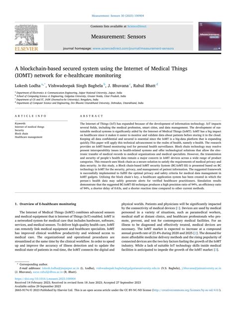 Pdf A Blockchain Based Secured System Using The Internet Of Medical Things Iomt Network For