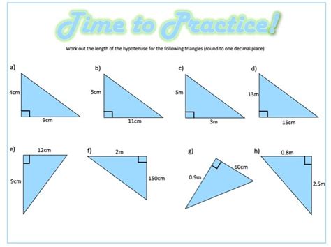 finding side lengths using pythagoras worksheet teaching resources