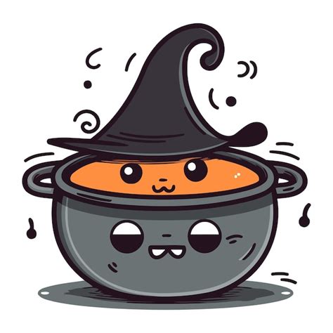 Premium Vector Cute Halloween Vector Illustration Of A Pot Of Pumpkin