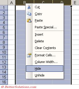 Excel Rows Columns Hiding