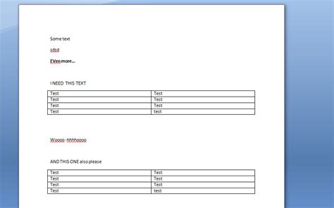C Get Text Above Table Ms Word Stack Overflow