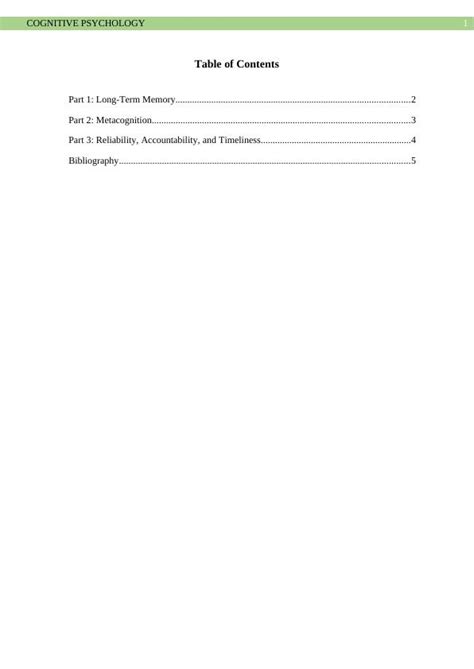 Cognitive Psychology Assignment Memory Strategies