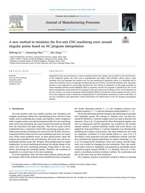 Pdf A New Method To Minimize The Five Axis Cnc Machining Error Around