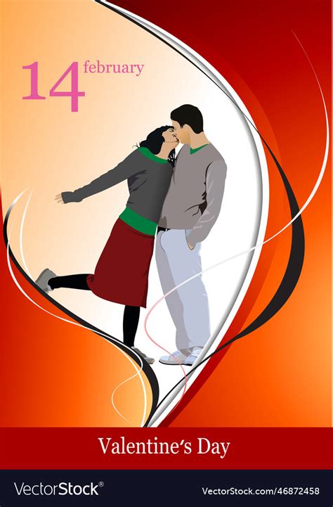 Valentine S Day Background With And Kissing Vector Image