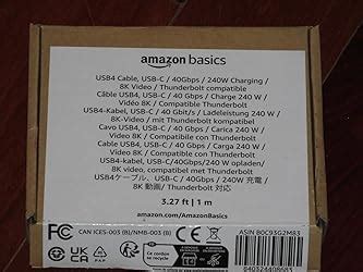 Amazon Com Amazon Basics USB C To USB C 4 Fast Charger Cable 40 Gbps 8K Video 240W USB IF