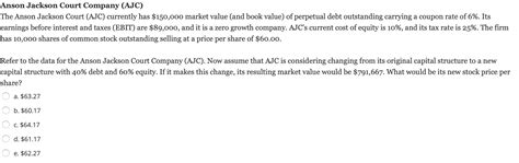 Solved The Anson Jackson Court Ajc Currently Has 150000