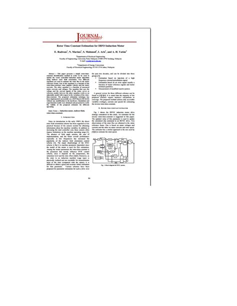 Pdf Rotor Time Constant Estimation For Irfo Induction Motor