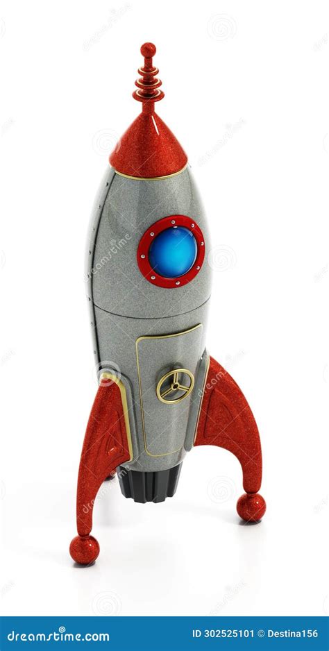 Retro Rocketship In The Space 3d Illustration Royalty Free Cartoon