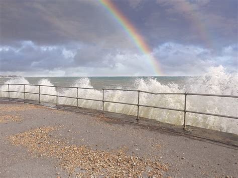 Rainbow And Waves Bouncing Off The Wall Stock Image Image Of Horizon Morning 311366099