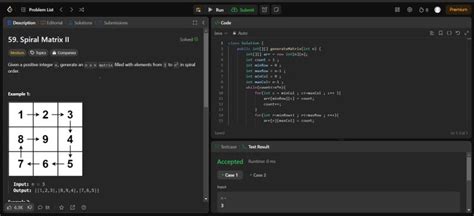 Generated A Spiral Matrix For 100daysofcode Challenge Anupam Kumar