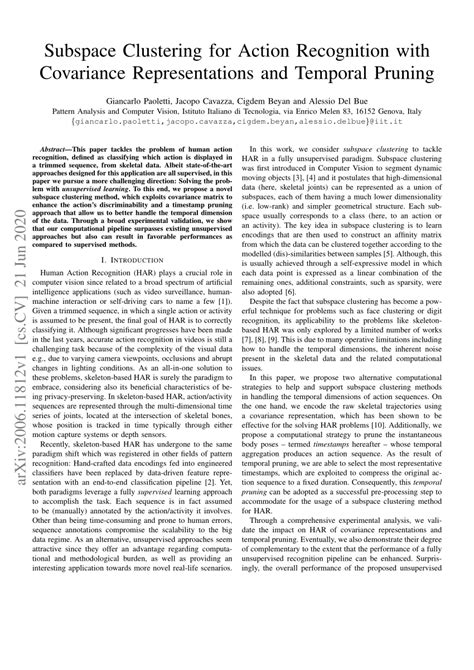 Pdf Subspace Clustering For Action Recognition With Covariance Representations And Temporal
