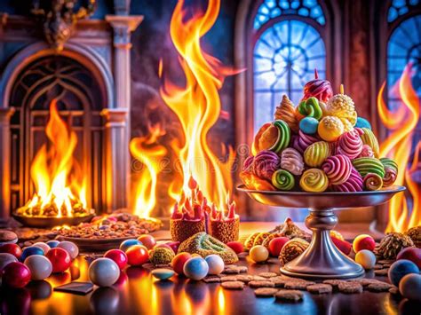 Dramatic Candy On Fire Architectural Photography Captures The Culinary Magic Of Flaming Sweets A