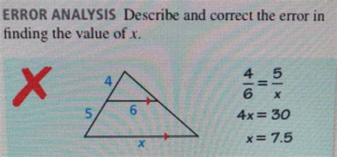 solved error analysis describe and correct the error in finding the