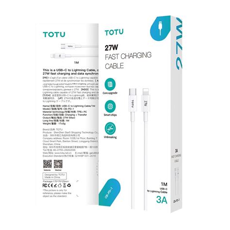 Totu Cb Cc W Usb C Type C To Usb C Type C Fast Charging Data Cable Length M White
