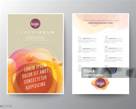 브로셔 전단지 포스터 전단지 연례 보고서 책 표지 그래픽 디자인 레이아웃 템플릿 A4 크기에 대한 베이지 색 배경에 현대 추상 적 색 오렌지 노란색 원 모양 색상 그라데이션