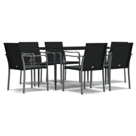 Vidaxl 7 Piece Patio Dining Set With Cushions Poly Rattan And Steel 55
