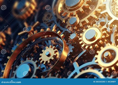 Futuristic Abstract Background With Interlocking Gears And Cogs Symbolizing Innovation And The