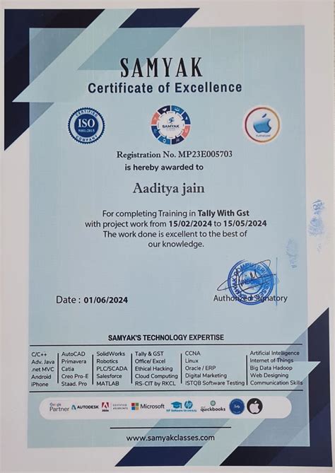 Aaditya Jain On Linkedin Thrilled To Share That Ive Completed My Tally Course This Experience